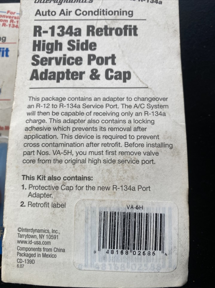 Interdynamics R-134a Retrofit High Side Service Port Adapter VA-5H | eBay