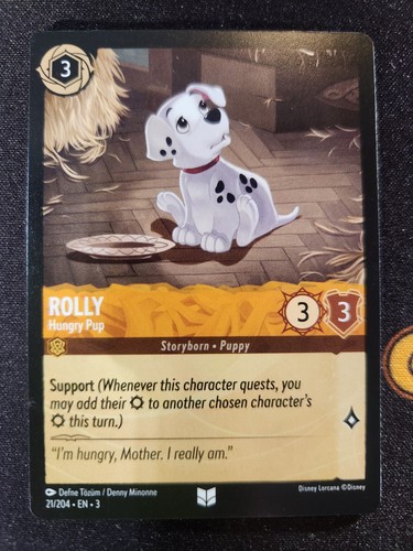 EXACT CARD PICTURED Disney Lorcana Inklands EN3-021 Rolly Hungry Pup ...