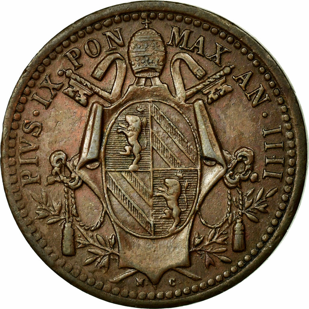 [#251579] Coin, ITALIAN STATES, PAPAL STATES, Pius IX, Mezzo (1/2 ...