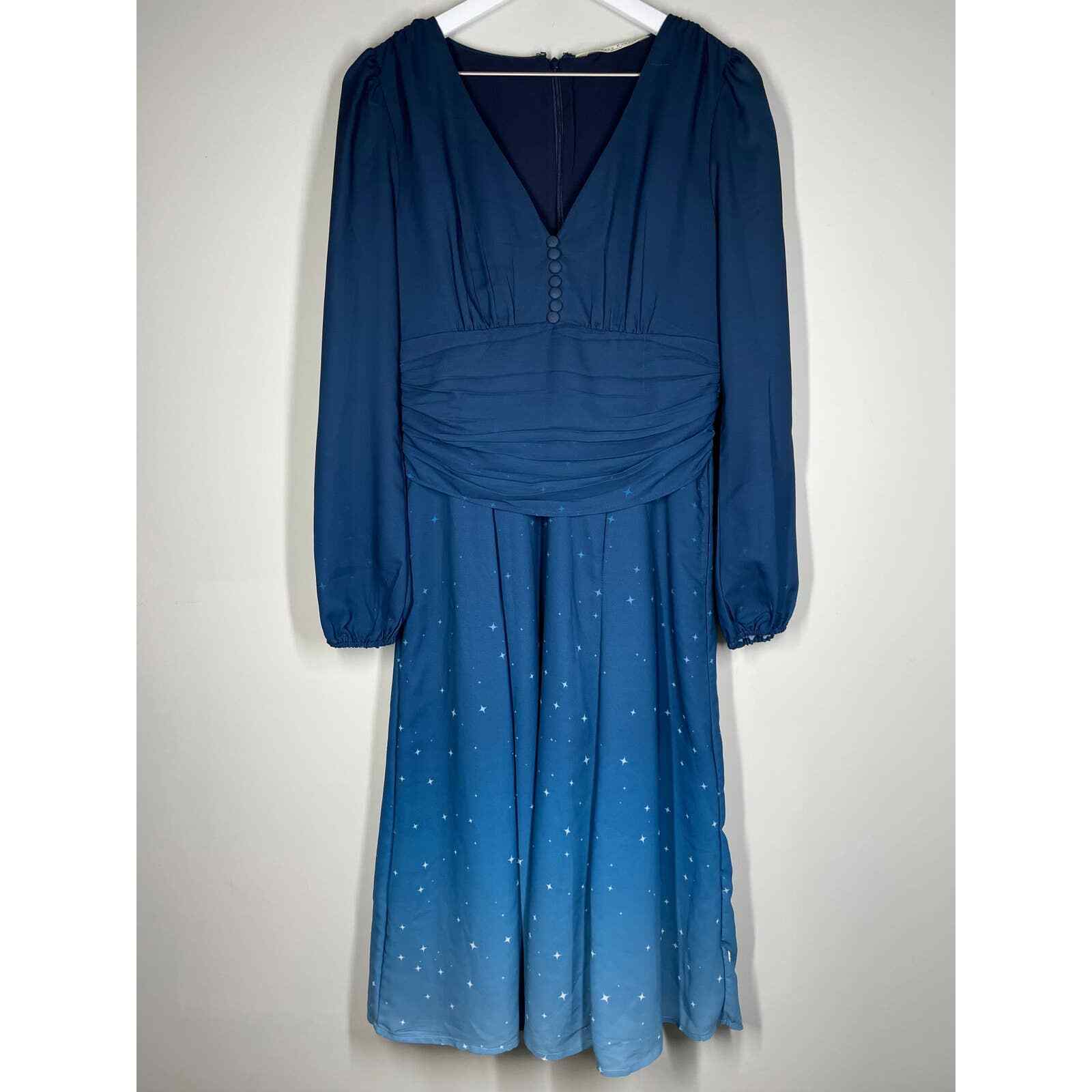 WAYWARD FANCIES Ombre Star Pleated Empire Dress M 8 - Gem