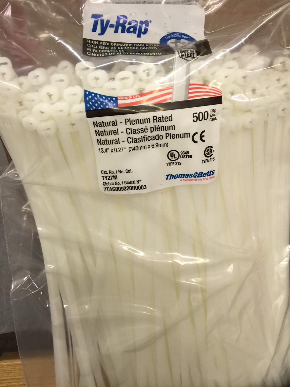 Thomas & Betts TY27M 13" Nylon Cable Tie - 500 Pieces, Natural for sale ...