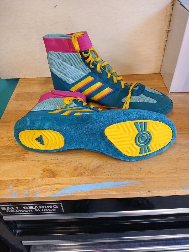 Teal Green, Pink, & Yellow Adidas Combat Speed 4 Wrestling Shoes sz 16 ...