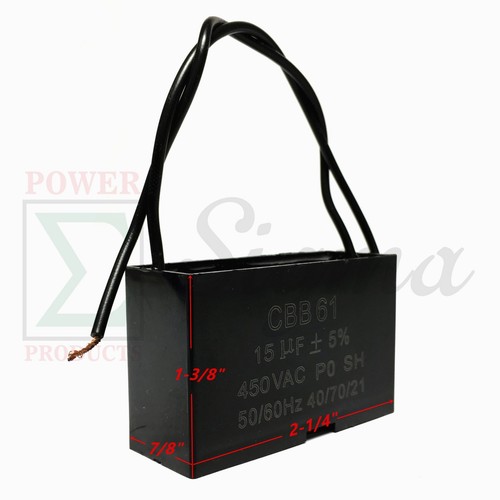Capacitor 15uf 450VAC PO SH CBB61 50/60Hz 40/70/21 Motor Ceiling Fan 2 ...