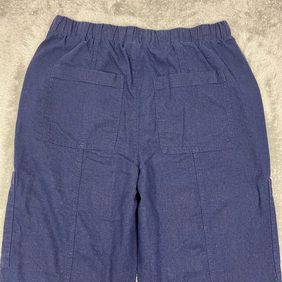Universal Thread Pants Womens M Blue Linen Elastic Waist Comfort | eBay