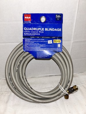 RCA 12 Ft. Gray Quad RG6 Coaxial Cable | eBay