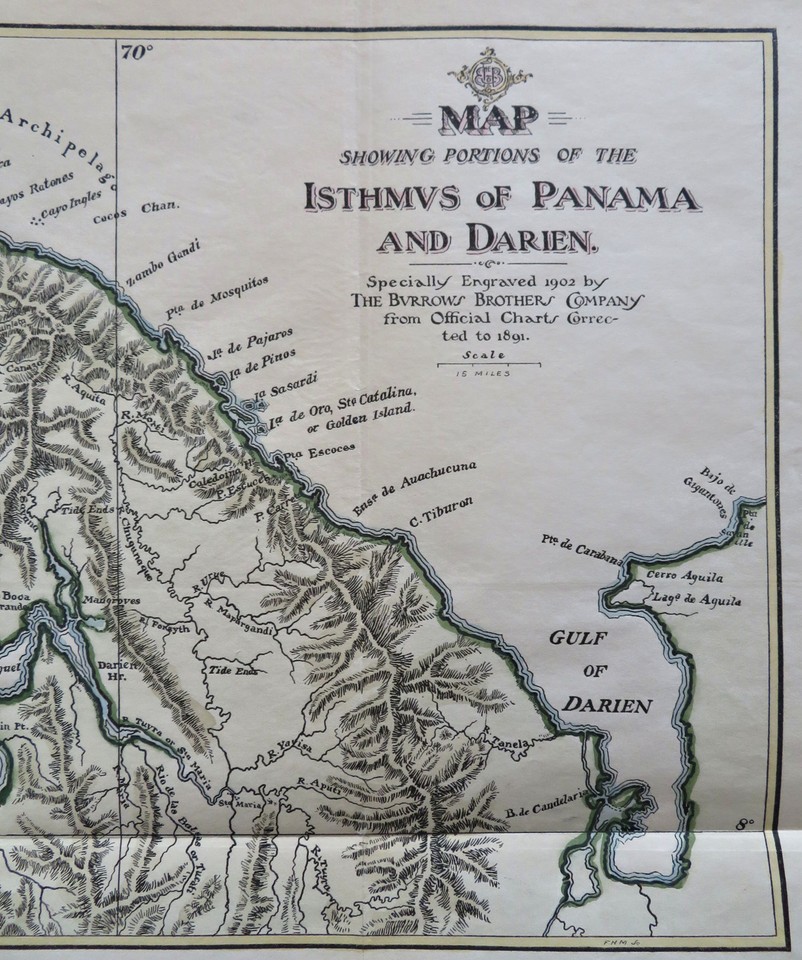 Panama Isthmus Central America Gulf of Darien c. 1891 hand color map | eBay