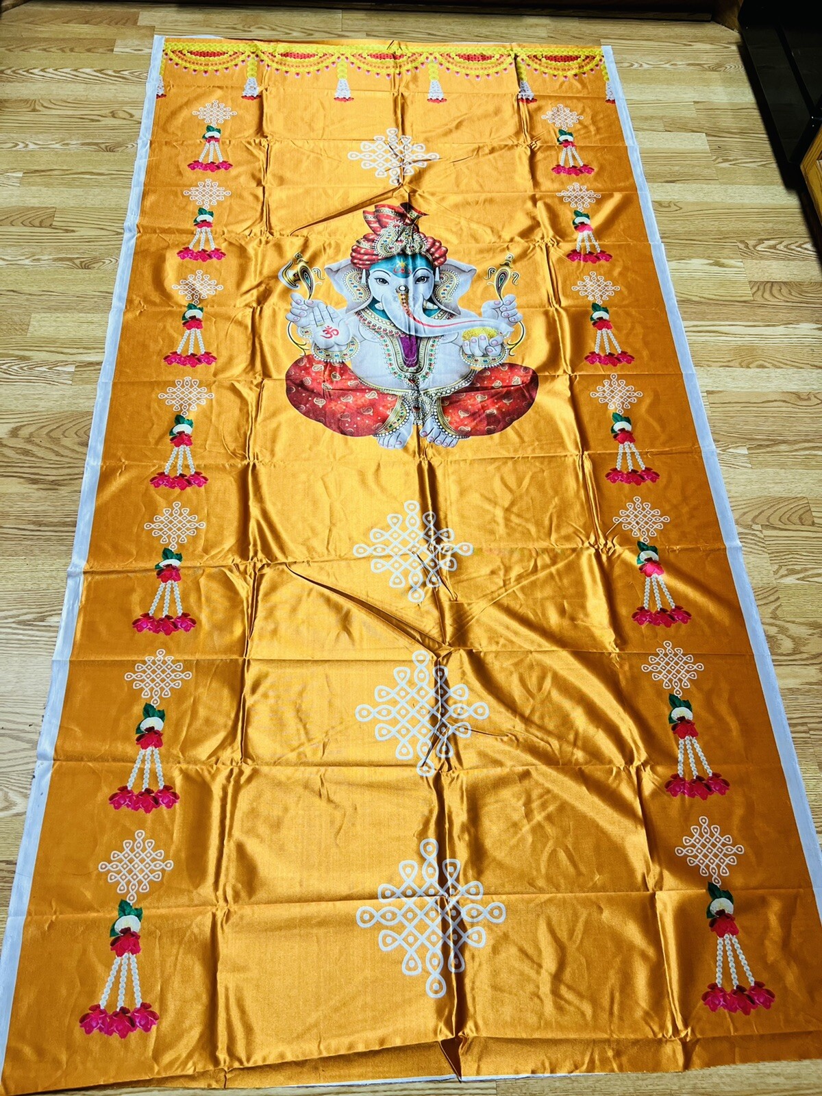 Indian Pooja photo Backdrop muggu kolam Cloth/Wedding Decor/Ganesha ...