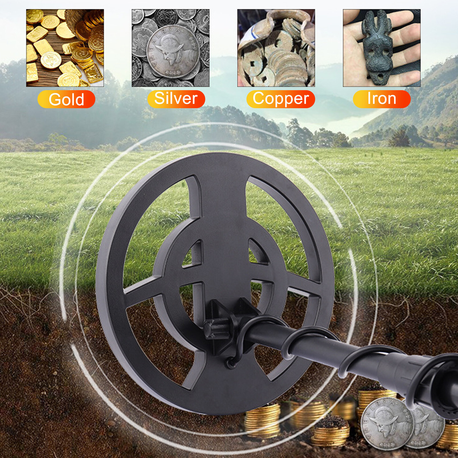 LCD Metal Detectors Waterproof Gold Digger Deep Sensitive Hunter Coil ...