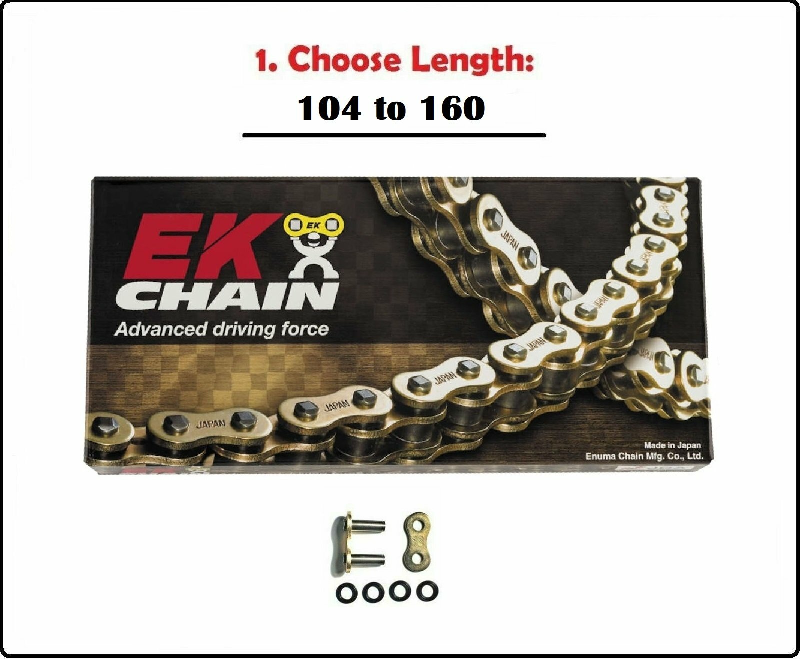 EK Chains 530 ZVX3 Xring Motorcycle Drive Chain Gold with Rivet Master ...