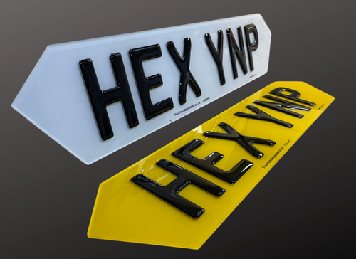 3D Gel Hex Number Plates Lambo Style 6 Digit Pair Road Legal 520mm Car ...
