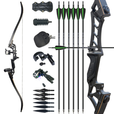 50lb 57" Archery Takedown Recurve Bow Set 12x Arrows Kit Right Hand ...
