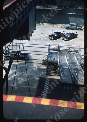 sl87 Original Slide 1960's Military US Navy ship dock cars truck 086a ...