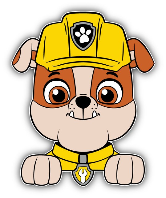 Paw Patrol Cartoon Rubble Head Sticker Bumper Decal - ''SIZES'' | eBay