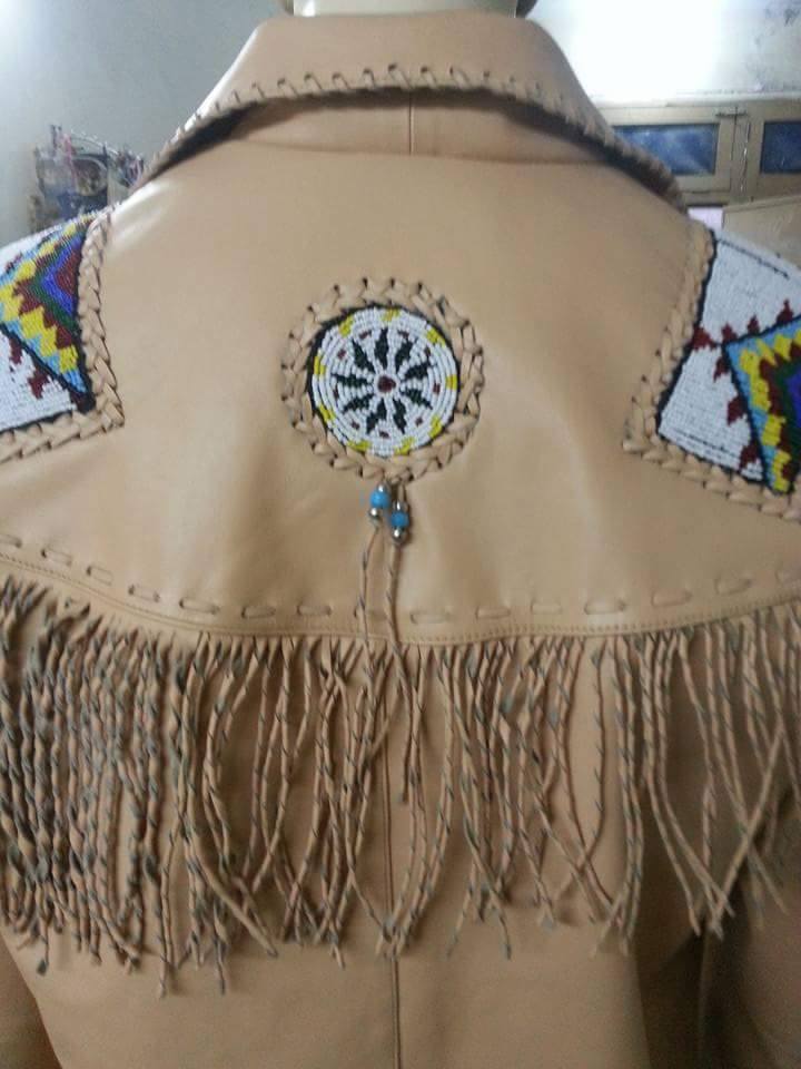 Men,s Cream Color Western Cowboy Leather Jacket coat With Fringe and ...