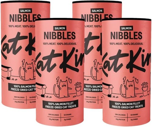 KatKin Salmon Nibbles Pack of 4: 100% Salmon Fillet Freeze-Dried Cat ...