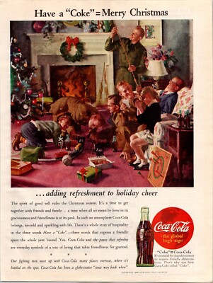 VINTAGE 1944 COCA COLA COKE HOLIDAY CHRISTMAS WWII ERA PRINT AD | eBay