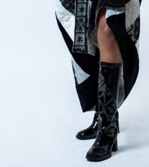 Unique Vintage Boots Women's Black Go Go Dancer Mod 70s Hippie Knee Hi ...