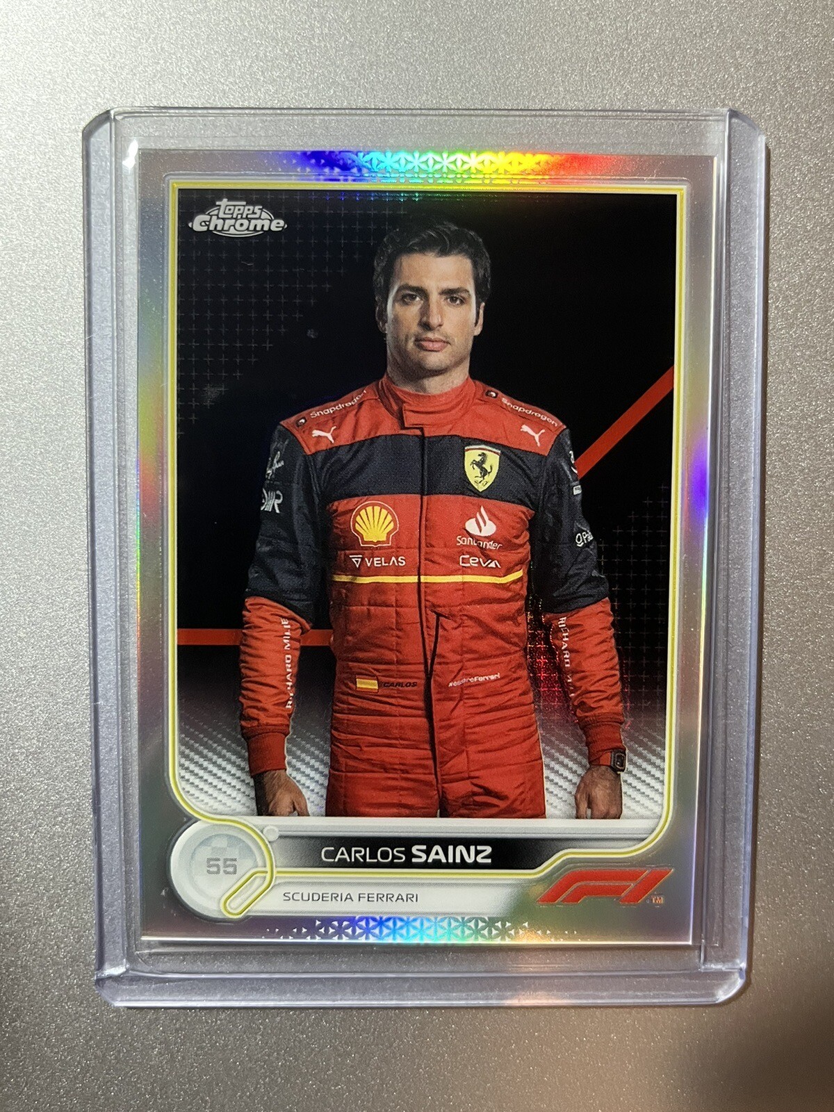 Carlos Sainz Scuderia Ferrari Topps Chrome F1 2022 SILVER REFRACTOR | eBay