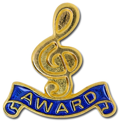 Gold Music Award Pin Badge Treble Clef in Blue Enamel | eBay UK