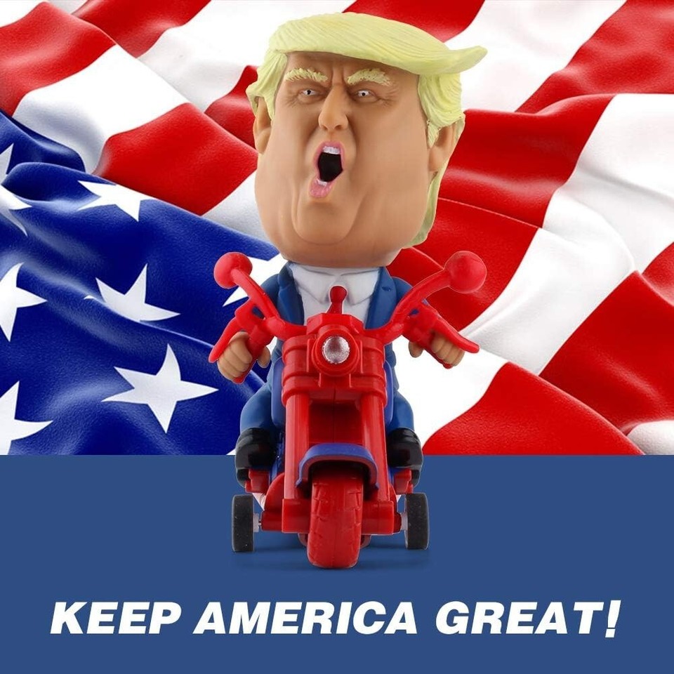 President Donald Trump 2024 Toy- Bobblehead Figure Riding Motorcycle ...