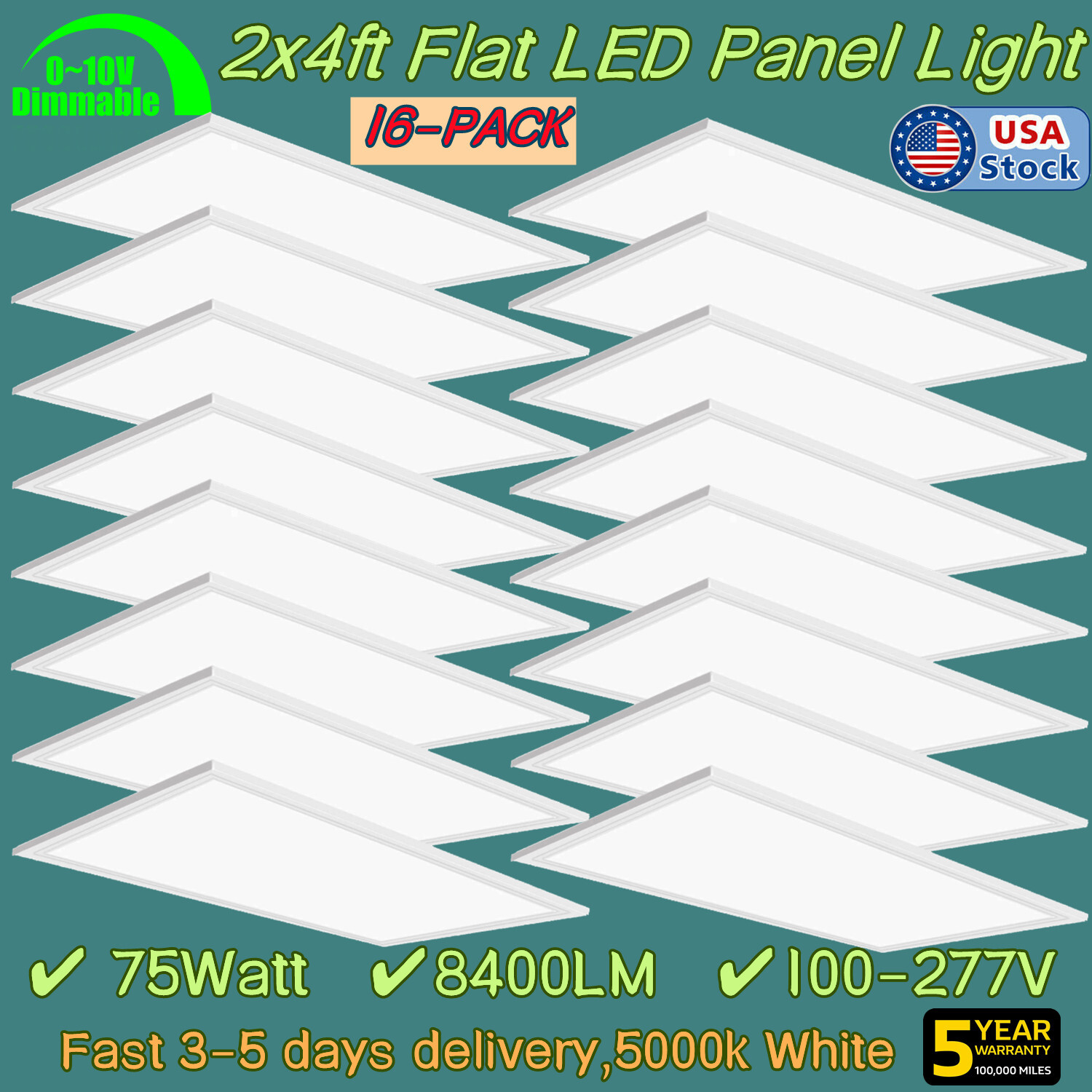 2x4 LED Troffer Light Fixture, 0-10V Dimmable Back Lit Commercial ...