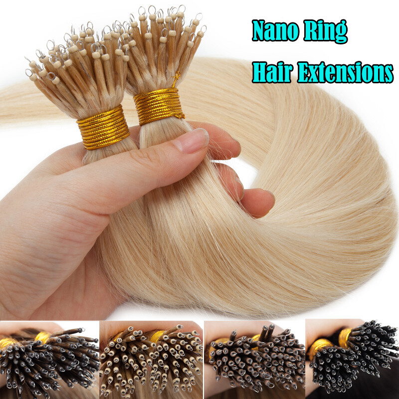 Thick Nano Ring Link Hair Extensions Remy Human Hair Nano Beads ...