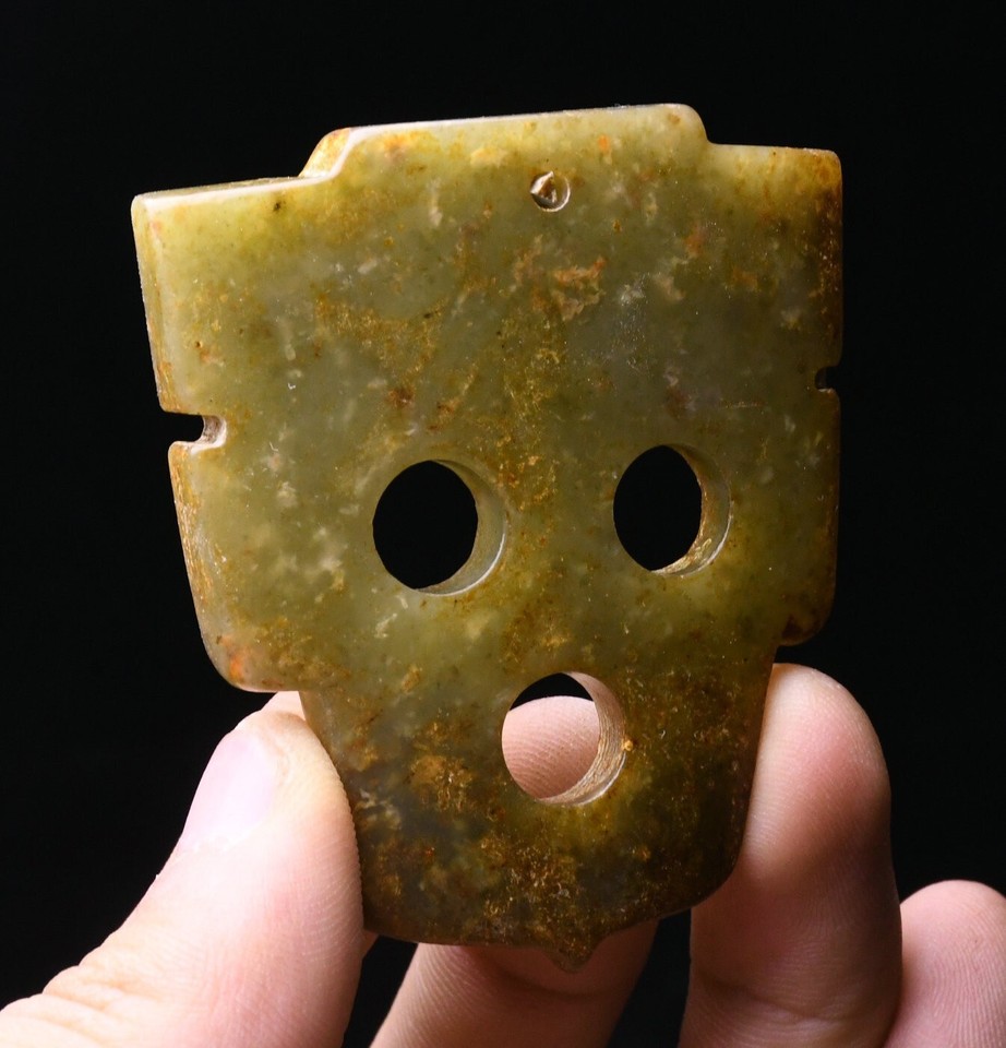 5.5CM China Hongshan Culture Old Jade Carved People Person Face Amulet ...