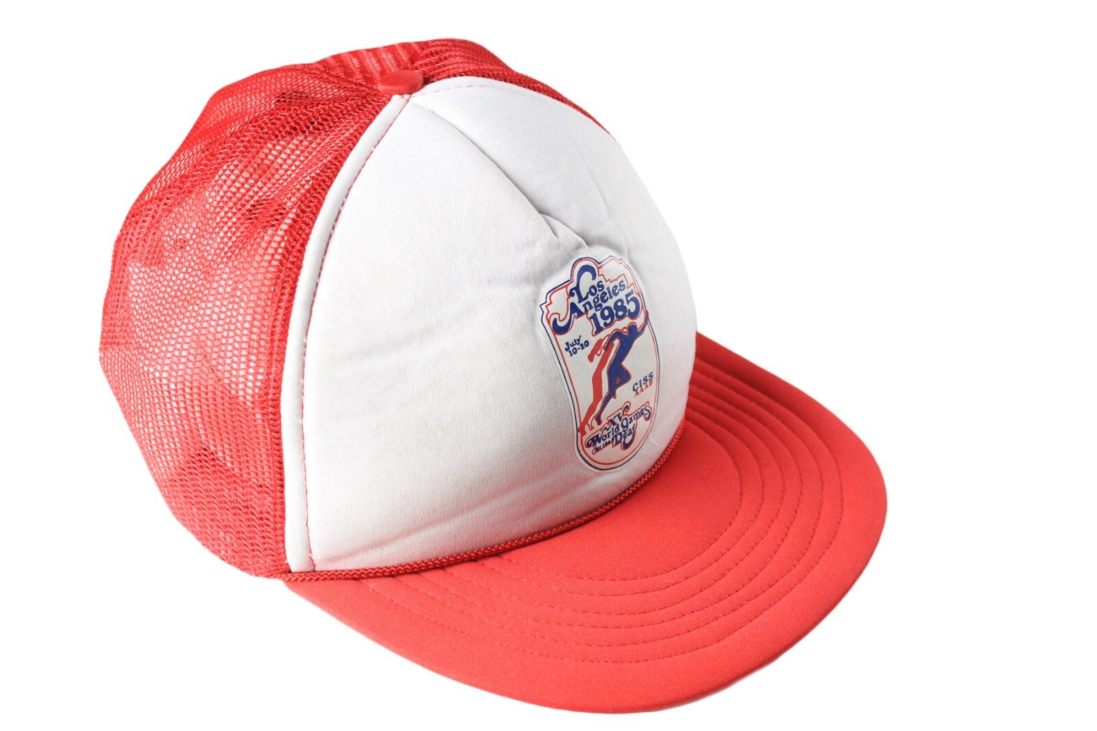 VINTAGE LOS ANGELES 1985 TRUCKER CAP 80s red white US… - Gem