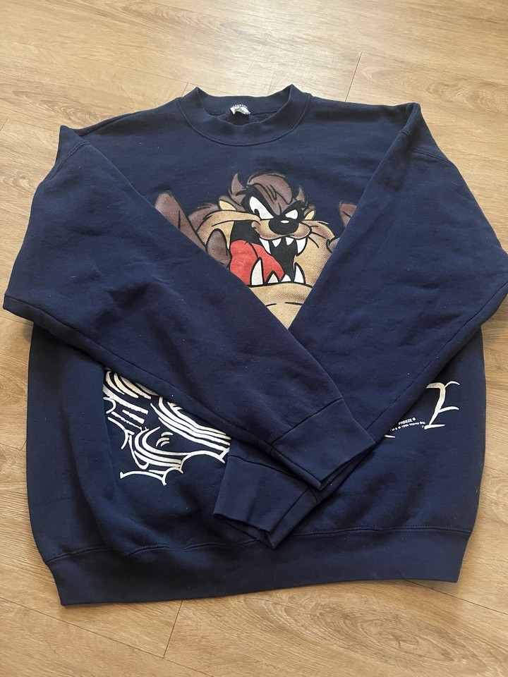 VINTAGE LOONEY TUNES TAZ COTTON NAVY SWEATSHIRT Sz XXL | eBay