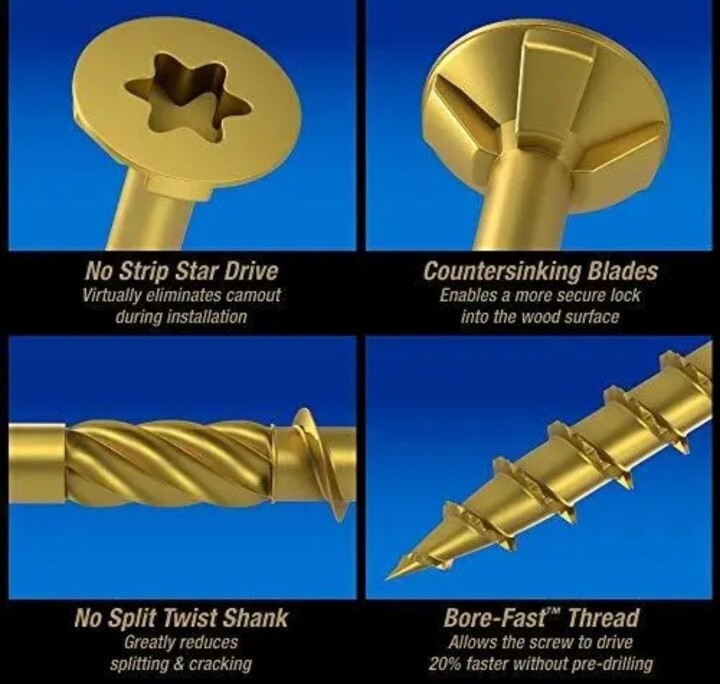 Power Pro 48618 Wood Deck Screws #10 x 6 Rust Resistant Outdoor Premium ...