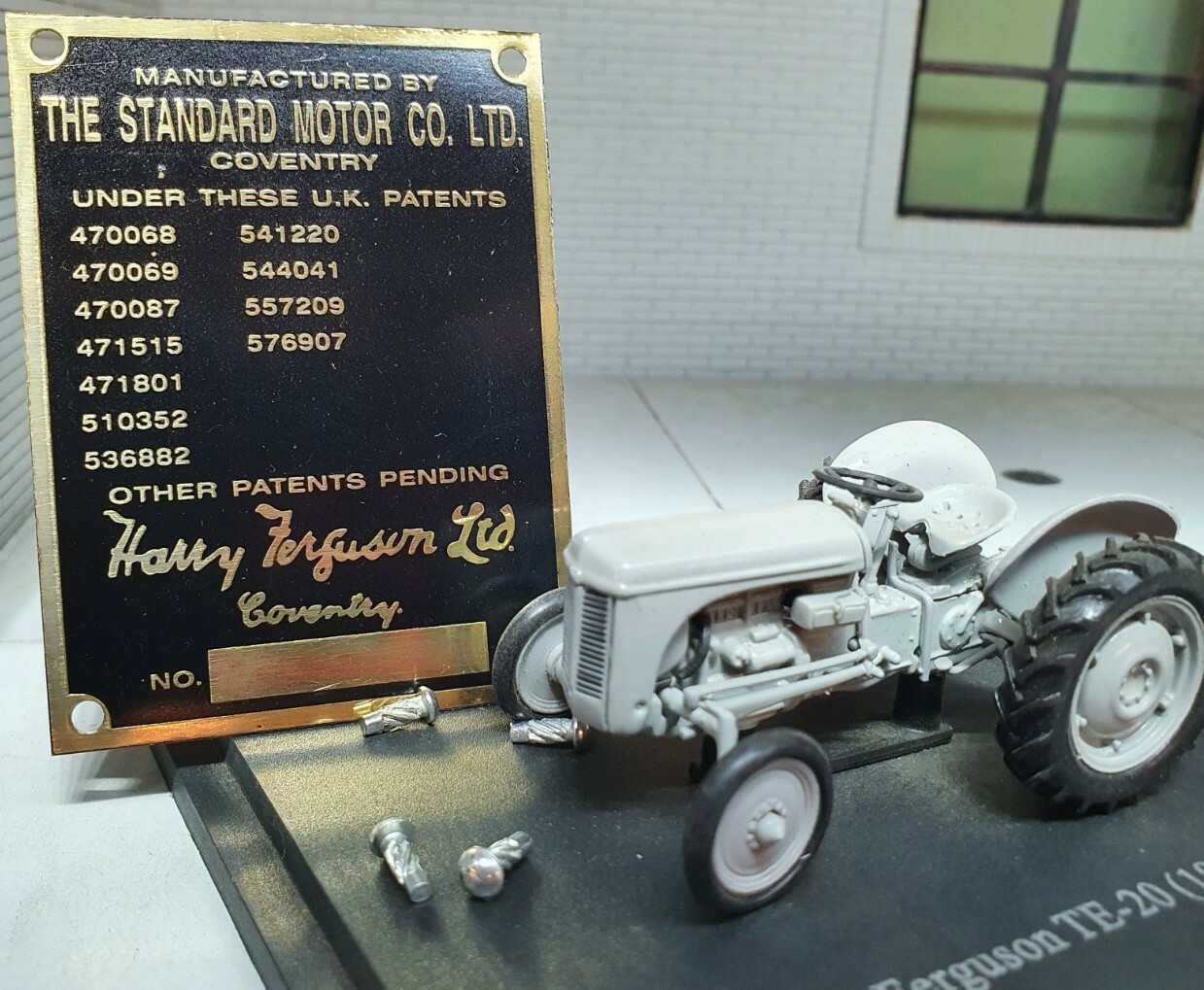 Ferguson TE20 TEA20 Continental Brass Tractor Commission Patent Number ...