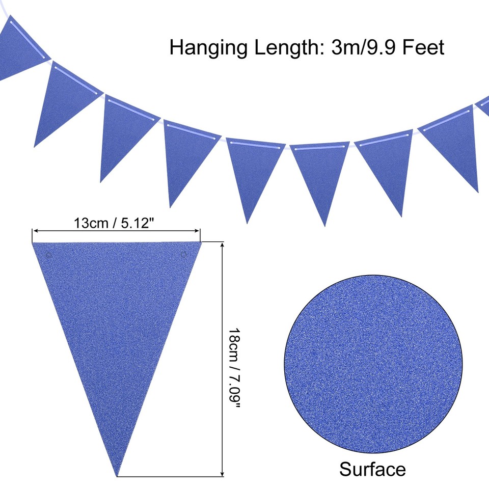 2 Pcs 20 Feet Dark Blue Pennant Banner Flags String Triangle Hanging ...