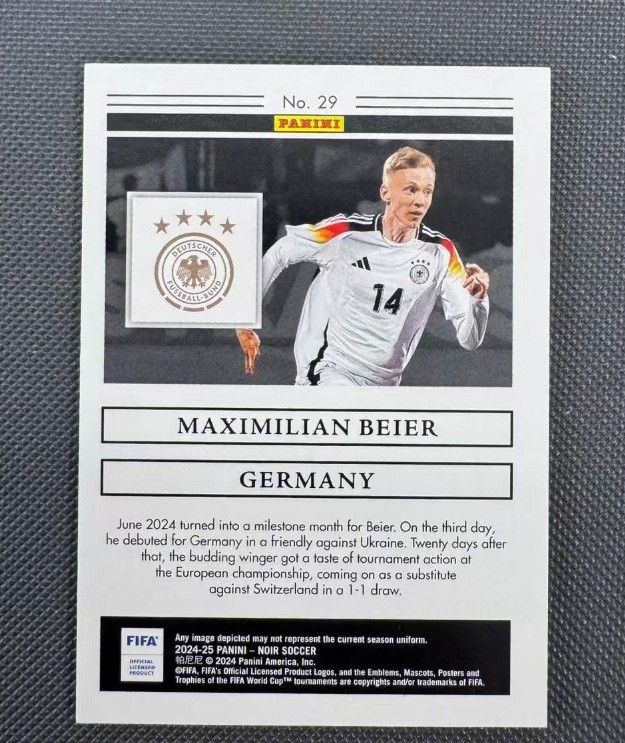 Maximilian Beier 2024-25 Panini Noir Soccer Bronze 23/80 RC #29 | eBay