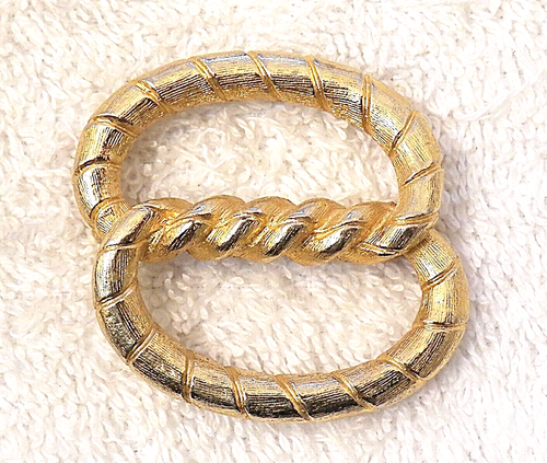 VINTAGE STYLE PIN BROOCH INTERLOCKING OVAL FIGURE EIGHT PARALLEL DESIGN ...
