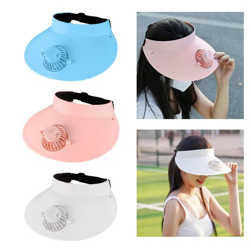 Cooling Fan Hat Sun Visor Cap Large Brim Flexible USB Powered Summer ...