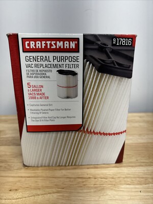 Genuine Craftsman 9-17816 Filter Fits Most Craftsman Vacuums 5 Gallons ...