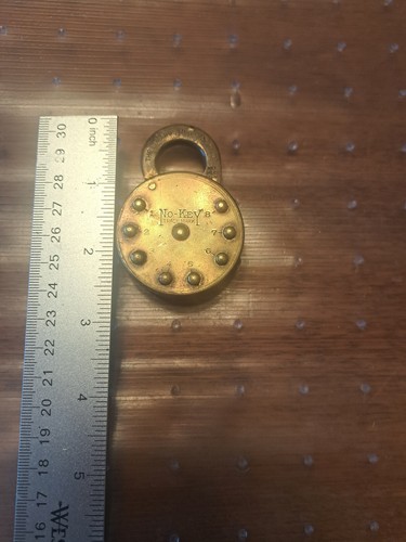 Antique Vintage Brass No-Key tm Push Button Padlock Edwards ...