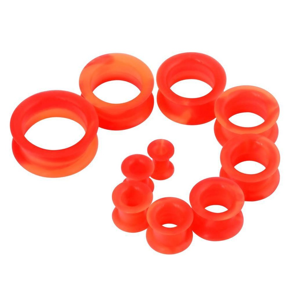 2PCS Ear Tunnel Plugs Double Flared Hollow Hard Silicone Ear Gauges ...