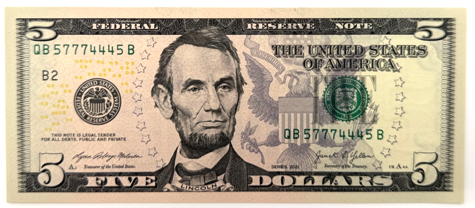 NEW Uncirculated FIVE Dollar Bills SERIES 2021 $5 Sequential Notes Lot ...