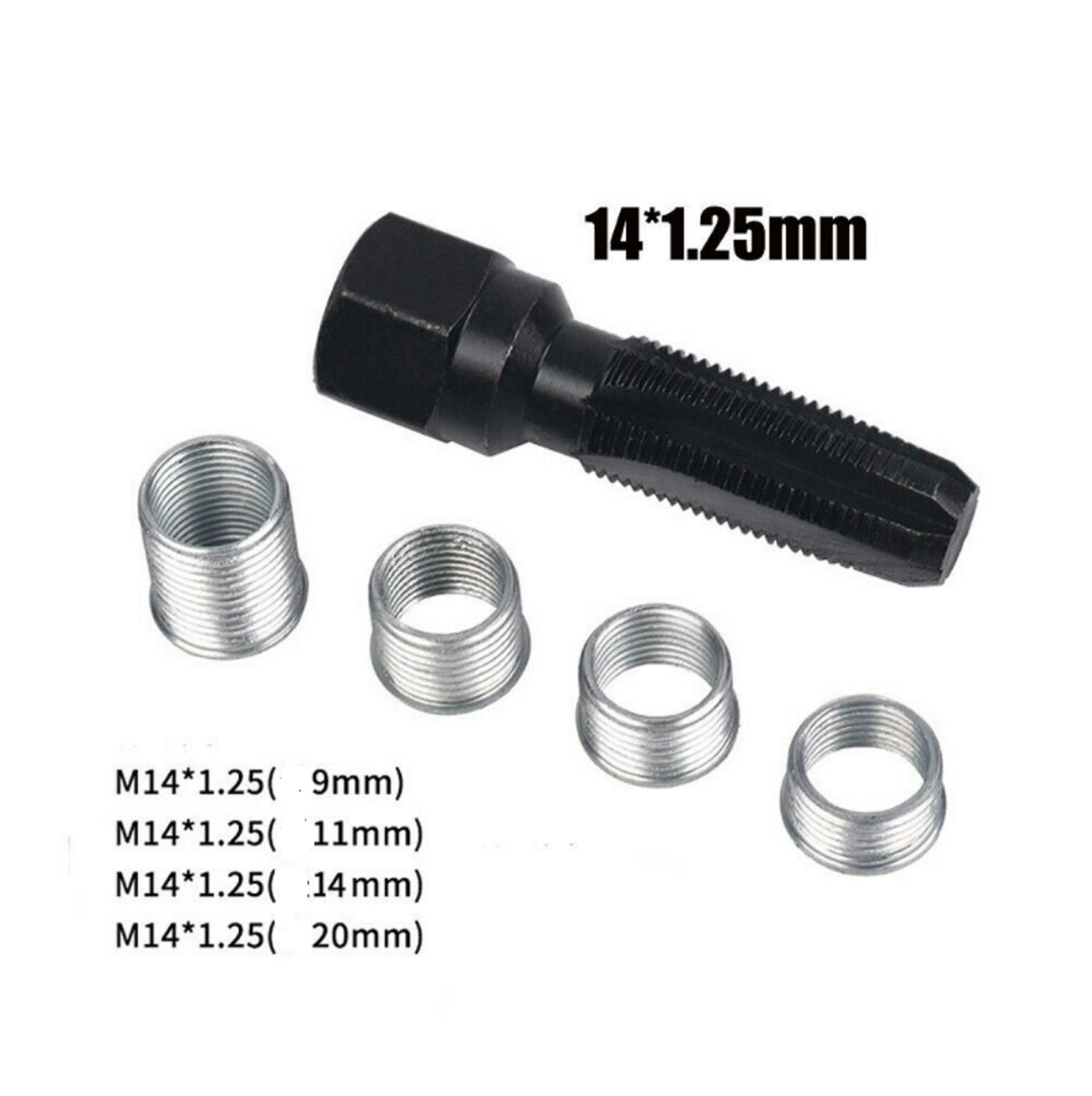 14MM Spark Plug Repair Kit & 4 Inserts Helicoil Thread Reamer Tap ...