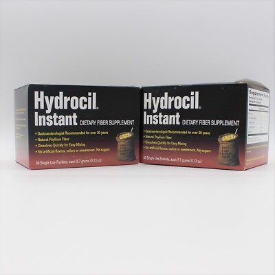 Hydrocil Instant Dietary Fiber Supplement, No Sugars, 30 Packets X2 ...