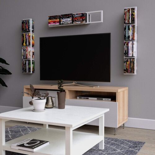5 PCs Media Storage Rack CD DVD Organizer Wall Mounted Metal Floating ...