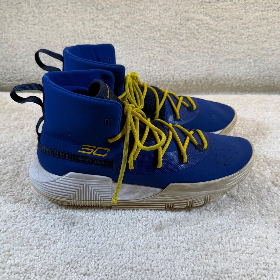 Under Armour SC Curry Basketball Shoes Men's US 7.5 Blue Yellow High ...