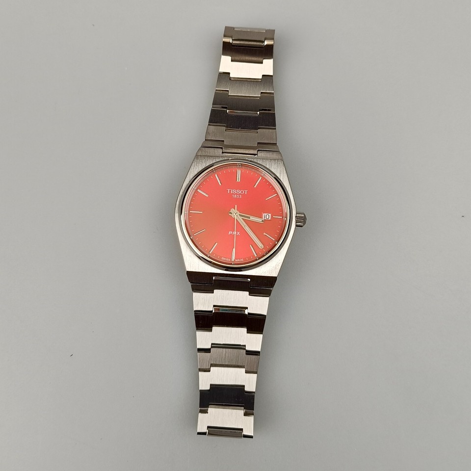 Tissot PRX 40mm Red Dial Stainless Steel Swiss Quartz Watch T137.410.11 ...