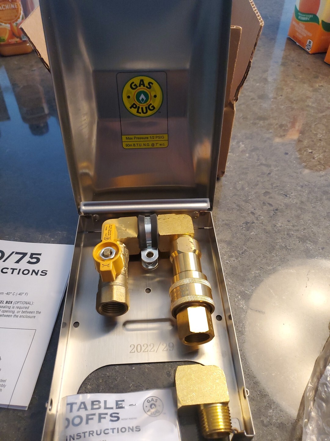 Burnaby BBQ-SS-50 BBQ Gas Outlet, 1/2" NPT Inlet, 1/2" Quick Disconnect ...