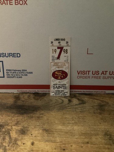 1998 SAN FRANCISCO 49ERS VS NEW ORLEANS SAINTS NOV 22ND TICKET STUB | eBay