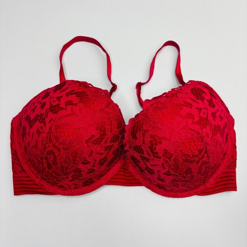 Victoria Secret Push Up Bra 32DD Red Lace Padded Sexy Underwire | eBay ...