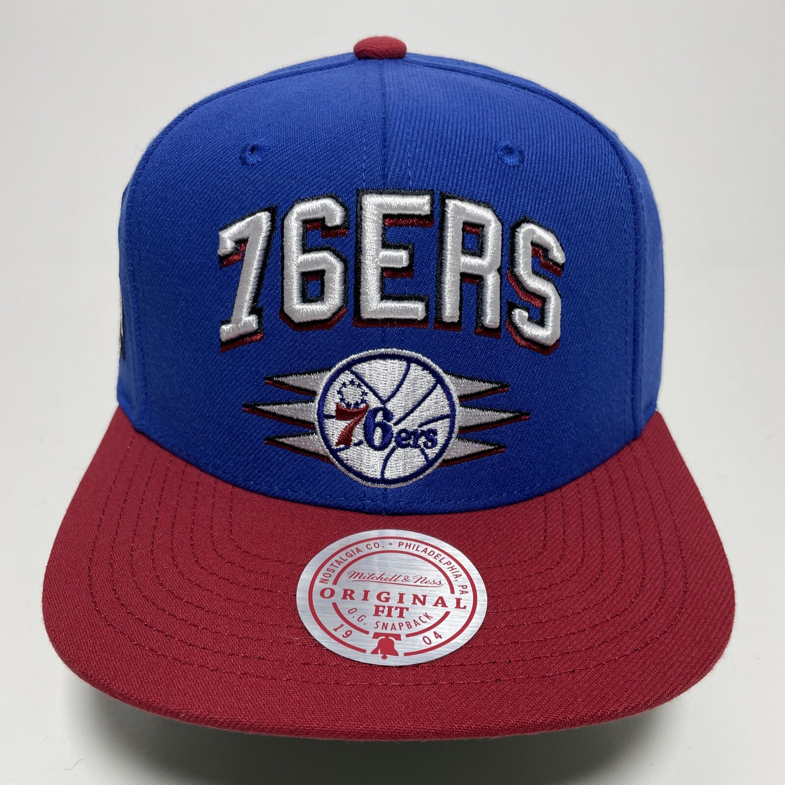 Philadelphia 76ers Hat Cap Snapback Diamond Cut Spike Logo Mitchell ...