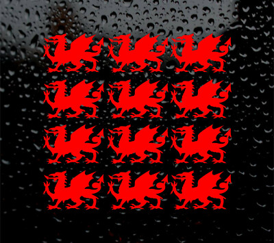 12 x WELSH DRAGON DECAL LOGO FOR CAR VAN LAPTOP VINYL STICKER FUNNY ...