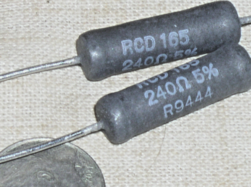 2 RCD 165 R20 240 OHM 6W 6 WATT POWER RESISTOR TEST SHUNT CERAMIC WIRE ...